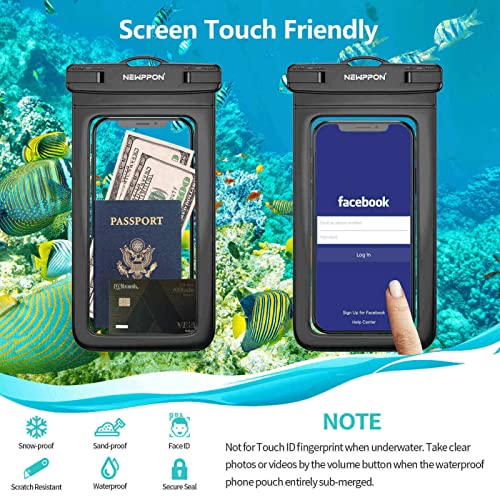 newppon Waterproof Cell Phone Pouch : 3 Pack Universal Water Proof Float Dry Bag - Underwater Clear Cellphone Case Holder for Apple iPhone 14 13 12 11 Pro Max Plus Xr Xs X Mini 8 7 Promax for Beach