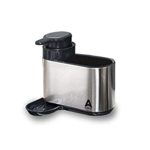 Alta by AuggieChino Sink Caddy with Dish Soap Dispenser, Sponge Holder for Kitchen Sink, Kitchen Organizer, Brush Holder, Stainless Steel Gray