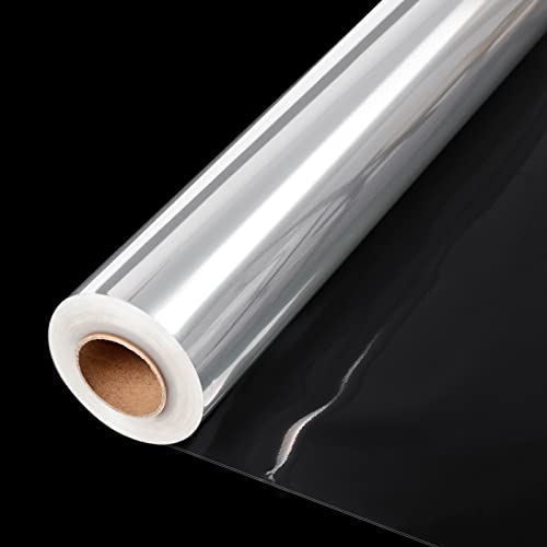 POPGIFTU Clear Cellophane Wrap Roll | Unfolded 34 Inches Wide X 148 Feet Long | 3 Mil Thicken Cellophane Roll for Baskets Gifts Flowers Food Safe Cello Rolls