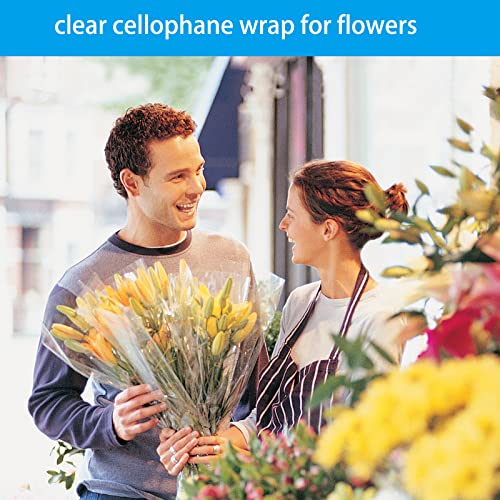 POPGIFTU Clear Cellophane Wrap Roll | Unfolded 34 Inches Wide X 148 Feet Long | 3 Mil Thicken Cellophane Roll for Baskets Gifts Flowers Food Safe Cello Rolls