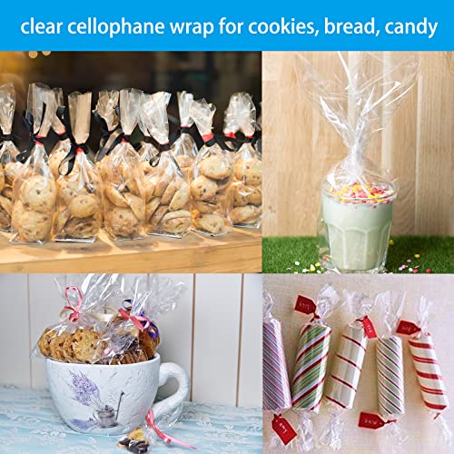 POPGIFTU Clear Cellophane Wrap Roll | Unfolded 34 Inches Wide X 148 Feet Long | 3 Mil Thicken Cellophane Roll for Baskets Gifts Flowers Food Safe Cello Rolls