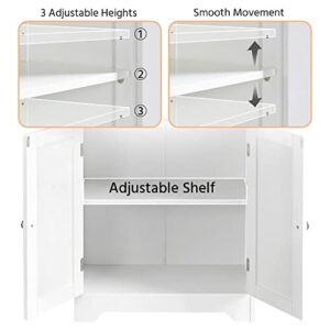 Yaheetech Bathroom Storage Cabinet with 2 Drawers & Adjustable Shelf, 2 Doors Bathroom Floor Cabinet, Wooden Cupboard for Living Room, Hallway, White