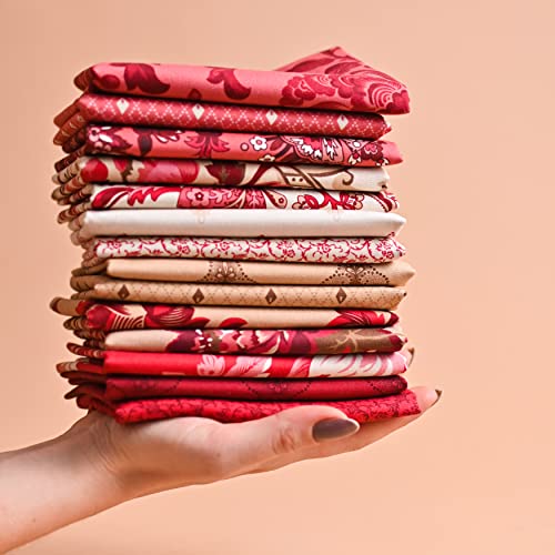 True Fabrics En Rouge Precut Fabric (Fat Quarter Bundle) - 20 pcs in 18" x 22" cuts