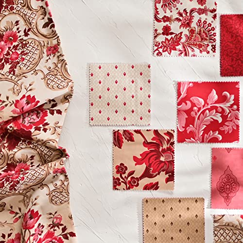 True Fabrics En Rouge Precut Fabric (Fat Quarter Bundle) - 20 pcs in 18" x 22" cuts