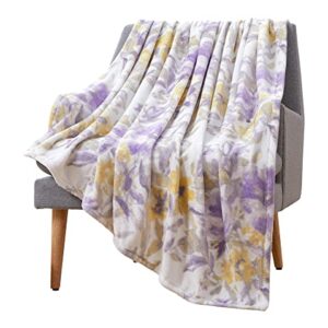 Decorative Mother's Day Floral Throw Blankets: Soft Plush Lively Rose Accent for Sofa Couch Chair Bed or Dorm (Lilac Multi)