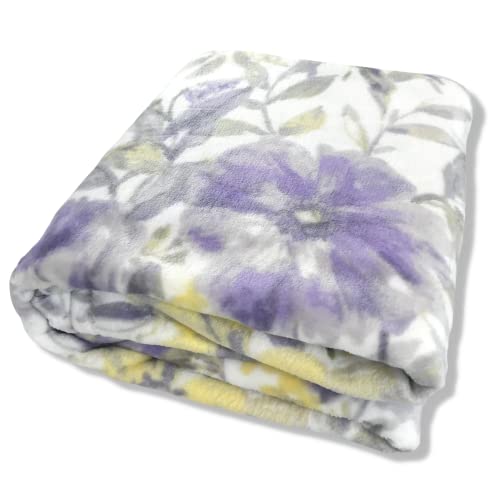 Decorative Mother's Day Floral Throw Blankets: Soft Plush Lively Rose Accent for Sofa Couch Chair Bed or Dorm (Lilac Multi)