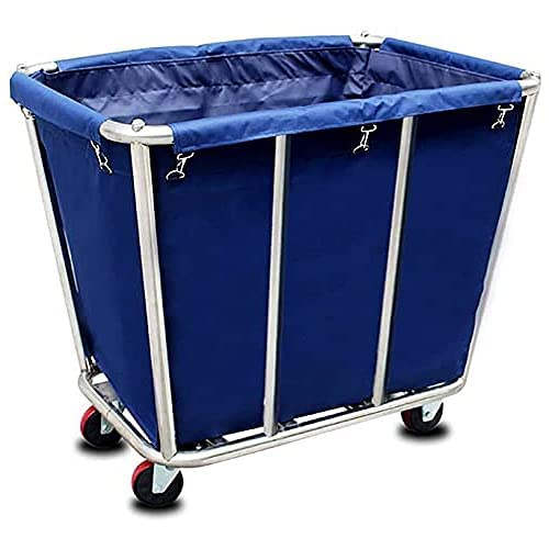 CXWAWSZ Home Laundry Cart with Wheels 10 Bushel Commercial Heavy Duty Laundry Carts Large Industrial Metal Laundry Baskets with Steel Frame and Waterproof Oxford Cloth, 300 Lbs Weight Capacity