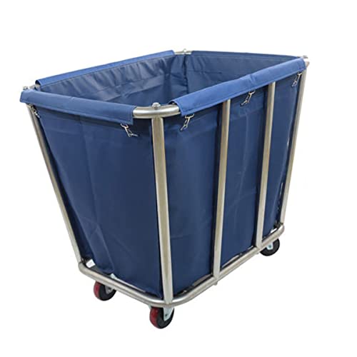 CXWAWSZ Home Laundry Cart with Wheels 10 Bushel Commercial Heavy Duty Laundry Carts Large Industrial Metal Laundry Baskets with Steel Frame and Waterproof Oxford Cloth, 300 Lbs Weight Capacity