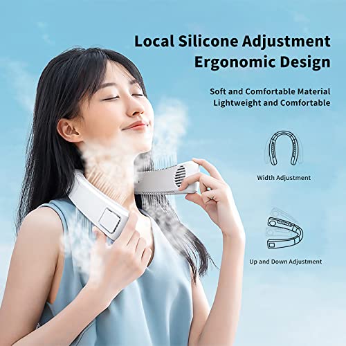 PIFMYSEDOL Portable Neck Fans Rechargeable, Bladeless Cooling Fan with Semiconductor Refrigerating Chip-4000 mAh, Wearable Personal Air Conditioner for Travel Sports, White