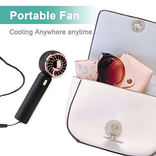 Portable Fan, Rechargeable Mini Handheld fan, Cute Design 3 Speed Personal Small Desk Fan with Base, Lightweight Makeup USB Fan for Stylish Girl Women Men Indoor Outdoor,suitable as a gift