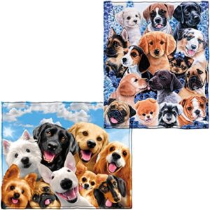 dogs selfie super soft plush fleece throw blanket & puppy collage super soft 50" x 60" plush fleece throw blanket by jenny newland