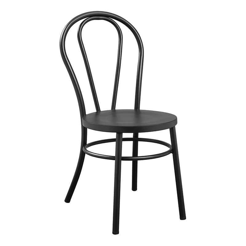 OSP Home Furnishings Odessa Cafe Bistro Metal Dining Chair 2-Pack, Matte Black Finish