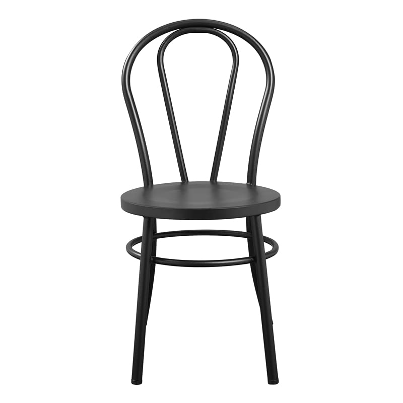 OSP Home Furnishings Odessa Cafe Bistro Metal Dining Chair 2-Pack, Matte Black Finish