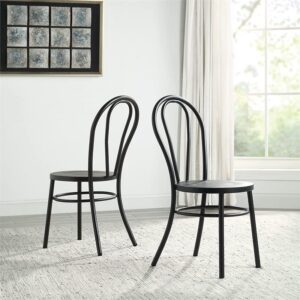 OSP Home Furnishings Odessa Cafe Bistro Metal Dining Chair 2-Pack, Matte Black Finish