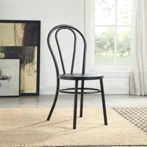 OSP Home Furnishings Odessa Cafe Bistro Metal Dining Chair 2-Pack, Matte Black Finish