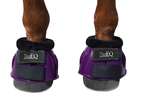 One Stop Equine Shop BasEQ PVC Fleece Top Bell Boots Purple Pony