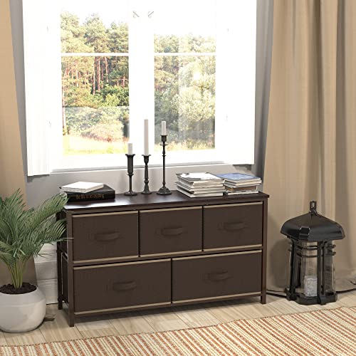 Simple Houseware Nightstands Dresser for Bedroom with 5 Storage Organizer Drawers, Brown