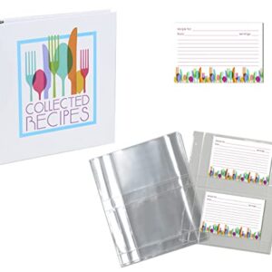 Modern Cuisine Recipe Organizer Binder Bundle with Recipe Cards and Recipe Card Protectors