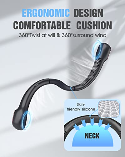 Bladeless Neck Fan, Portable Fan Rechargeable, Personal Fan, Hands Free Around the Neck Fan, 3 Speeds 4000mAh Battery Operated Wearable Cooling USB Hanging Neck Fan for Office, Travel, Outdoor