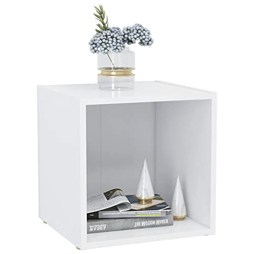 Homvdxl Cube Storage Organizer with Open Storage, Modern TV Stand Sideboard Stackable Bookshelf Bedside Cabinet Table for Living Room Bedroom, White