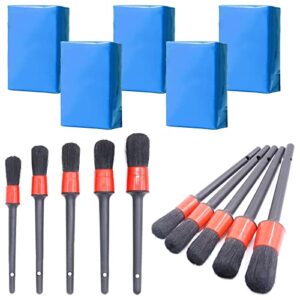 swpeet 5 pcs detailing car clay bar and 5 pcs boar hair detail brush set