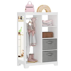 utex kids dress up storage with mirror, kids armoire dresser with 2 storage bins and open hanging, costume closet wardrobe for kids, pretend storage closet armoire dresser for bedroom, kids room