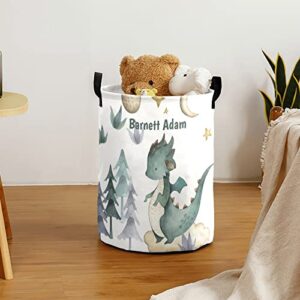 Personalized Laundry Baskets Bin, Watercolor Dragon Animal Laundry Hamper with Handles, Collapsible Waterproof Clothes Hamper, Laundry Bin, Clothes Toys Storage Basket for Bedroom, Bathroom, College Dorm 50L