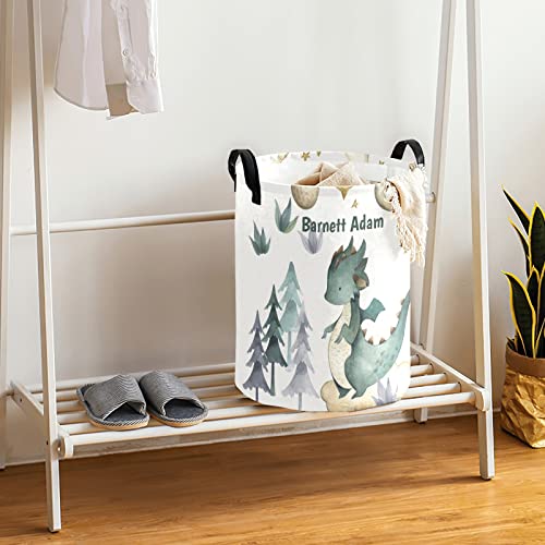 Personalized Laundry Baskets Bin, Watercolor Dragon Animal Laundry Hamper with Handles, Collapsible Waterproof Clothes Hamper, Laundry Bin, Clothes Toys Storage Basket for Bedroom, Bathroom, College Dorm 50L