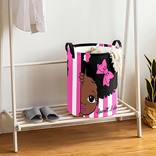 Personalized Laundry Baskets Bin, African Black Girl Princess Red Laundry Hamper with Handles, Collapsible Waterproof Clothes Hamper, Laundry Bin, Clothes Toys Storage Basket for Bedroom, Bathroom, College Dorm 50L