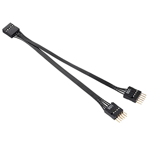 MZHOU 9-PIN USB2.0 Extension Cable, 9PIN to Dual PIN Extension Port,USB Cable for Computer Motherboard, Black