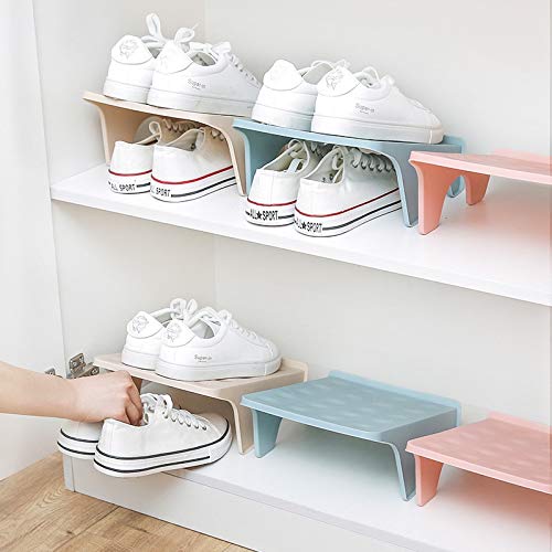 TAZSJG Shoes Rack Plastic Stackable Shoes Storage Rack Assembled Space Saving Multi-Layers Stand for Storage Shoebox