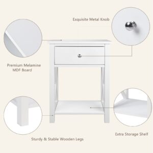 MAGIC UNION X-Design Side End Table Night Stand Storage Shelf with Bin Drawer