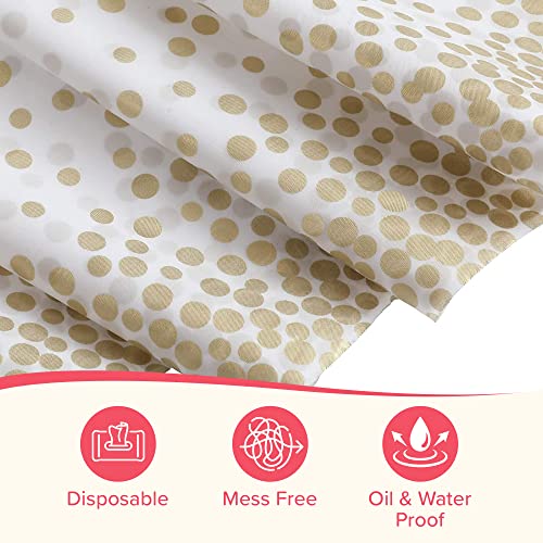 NORZEE 5-Pack White Disposable Plastic Tablecloths,Gold Dot Confetti Rectangular Table Covers 54" x 108" Plastic Table Cloth, Rectangle Table Cover