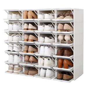 TAZSJG Shoes Rack Plastic Foldable Stackable Shoes Boxes Shoebox Shoe Organizer for High Heels Sports Shoes Storage Drawers