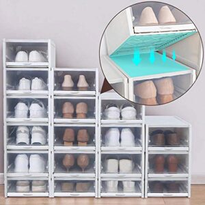 TAZSJG Shoes Rack Plastic Foldable Stackable Shoes Boxes Shoebox Shoe Organizer for High Heels Sports Shoes Storage Drawers