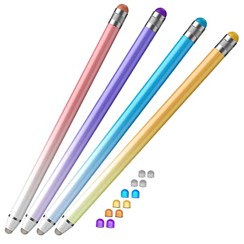 CPKEON Stylus Pens for Touch Screens (4 Pcs), Sensitivity Capacitive Stylus 2 in 1 Touch Screen Pen with 12 Extra Replaceable Tips for iPad iPhone Tablets Samsung Galaxy All Universal Touch Devices