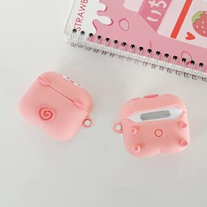 Cute Case for Airpods 3rd Generation 2021,Funny Kawaii Animal Pink Pig Cool Aesthetic 3D Cartoon Design Airpod 3 Soft Silicone Case Cover with Keychain for Women Men Teens Kids (New AirPods 3rd Gen)