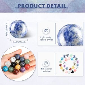 30 Pieces Gemstone Chakra Sphere Balls Crystal Stones 16 mm Assorted Mini Natural Quartz Sphere Collection Polished Hand Carved Crystal Ball Bead Bulk for Witchcraft Meditation Reiki Balancing Decor