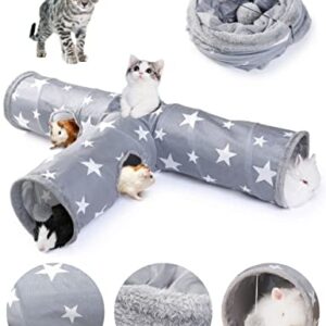 JanYoo Cat Tunnel Tube,Cat Tunnels for Indoor Cats 3 Way Collapsible Cat Interactive Toy,Rabbit Tunnel Toys Bunny Ferret Hideout