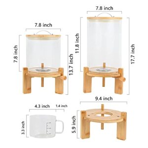 Rice Dispenser Flour Cereal Container Glass Food Storage Container with Airtight Lid and Wooden Stand for Flour, Sugar, Grain and Ground Coffee (8L)