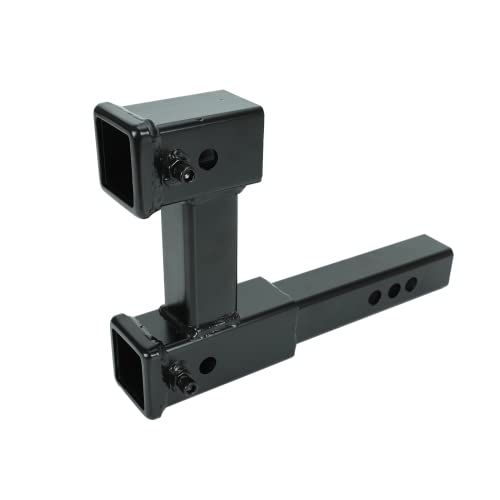 Dual Hitch Receiver, 2 inch Trailer Hitch Extension Riser Hitch Adapter with Pin and Clip, Fits for 2 inch Receiver Extender to 10 inch Max Length 7.5 Inch Riser