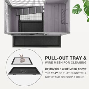 MEDEHOO Rabbit Hutch with Wheels Indoor Outdoor Guinea Pig Cage with 3 Access Doors, Pull-Out Tray, Removable Wire Mesh and UV Proof Panel(39.7 Inch)