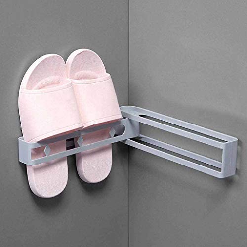 TAZSJG Slippers Rack Shoes Organizer 3 in 1 Wall Mounted ABS Collapsible Holder with Self Adhesive for Bathroom