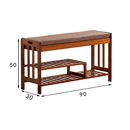 TAZSJG Natural Bamboo Shoe Rack with Seat Cushion, Shoe Rack, Hallway Bedroom Living Room