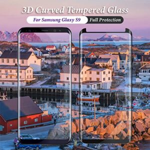 Cnarery [2 Pack[Full Coverage] Screen Protector for Samsung Galaxy S9, 3D Curved/Easy Installation/Case-Friendly/HD-Bubble Free Tempered Glass for Samsung Galaxy S9