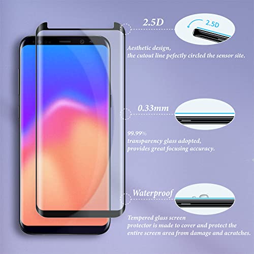 Cnarery [2 Pack[Full Coverage] Screen Protector for Samsung Galaxy S9, 3D Curved/Easy Installation/Case-Friendly/HD-Bubble Free Tempered Glass for Samsung Galaxy S9