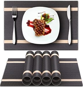 hoomil placemats set of 6, non-slip heat resistant pvc place mats, washable vinyl table mat for kitchen dining - 12 x 18 inches