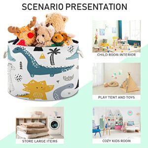 Large Round Storage Basket,Creative Childish DinosaurToy Basket Nursery Bins & Boxes Laundry Hamper for Bathroom/Bedroom/Home Decor