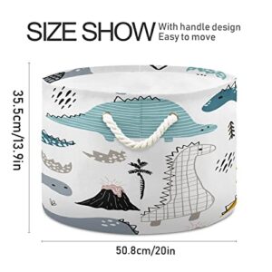 Large Round Storage Basket,Creative Childish DinosaurToy Basket Nursery Bins & Boxes Laundry Hamper for Bathroom/Bedroom/Home Decor