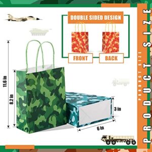 24 Pack Camo Gift Bags Camouflage Birthday Party Favor Bags Goodie Bags Camouflage Themed Treat Candy Bags for Kids Boys Girls Baby Shower Birthday Party Supplies Favors (Bright Style)